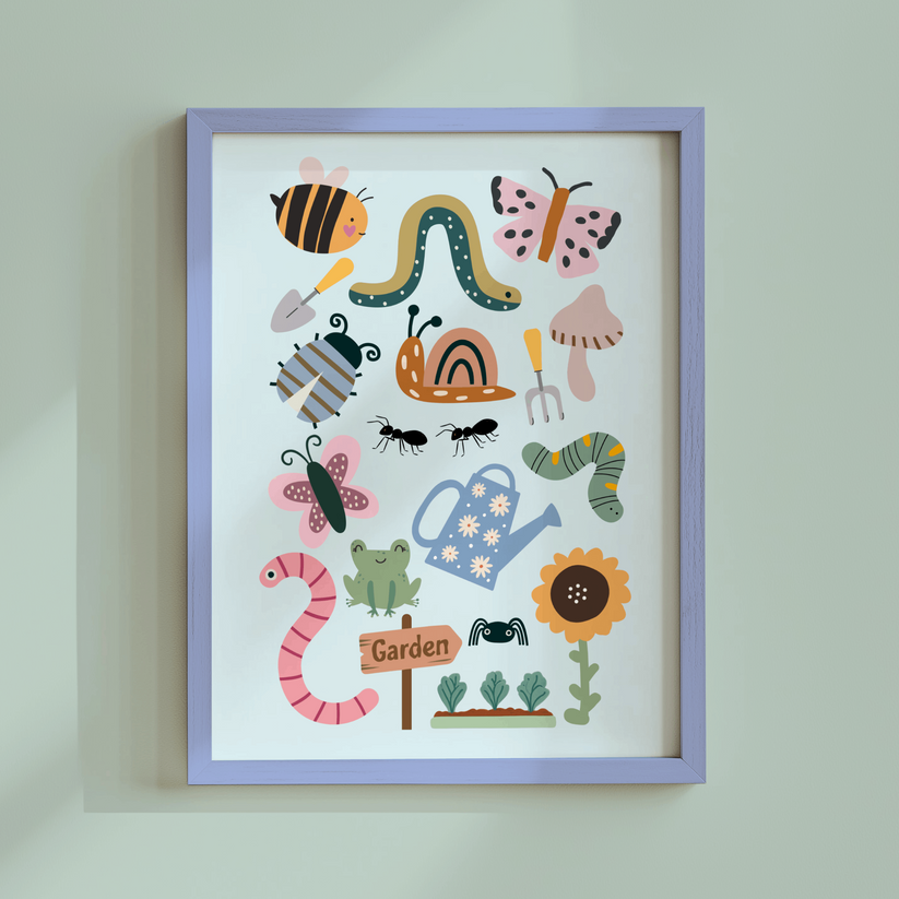 Cute Bug & Insect Kids Print | Modern Nursery & Bedroom Wall Art – Mood ...