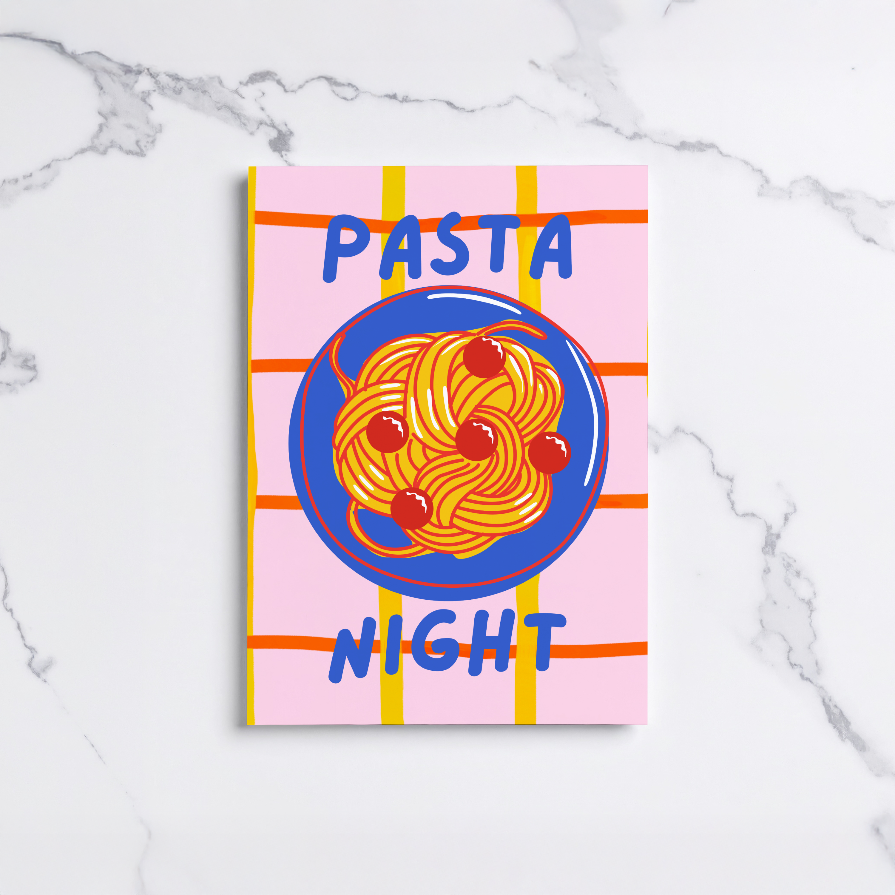Pasta Night Poster Print | Fun Italian Kitchen Wall Art – Mood Indigo ...