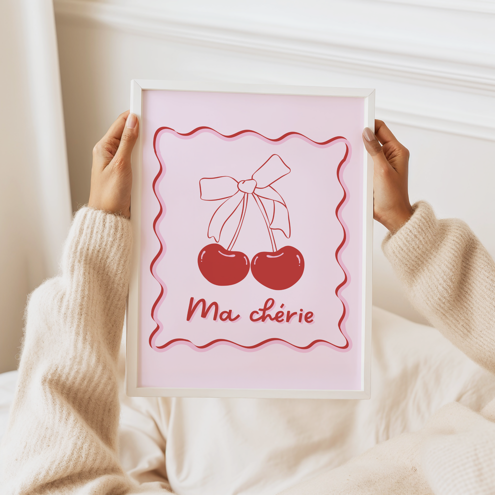Ma Cherie Cherry Poster | Cute Kids Wall Art Print – Mood Indigo Prints